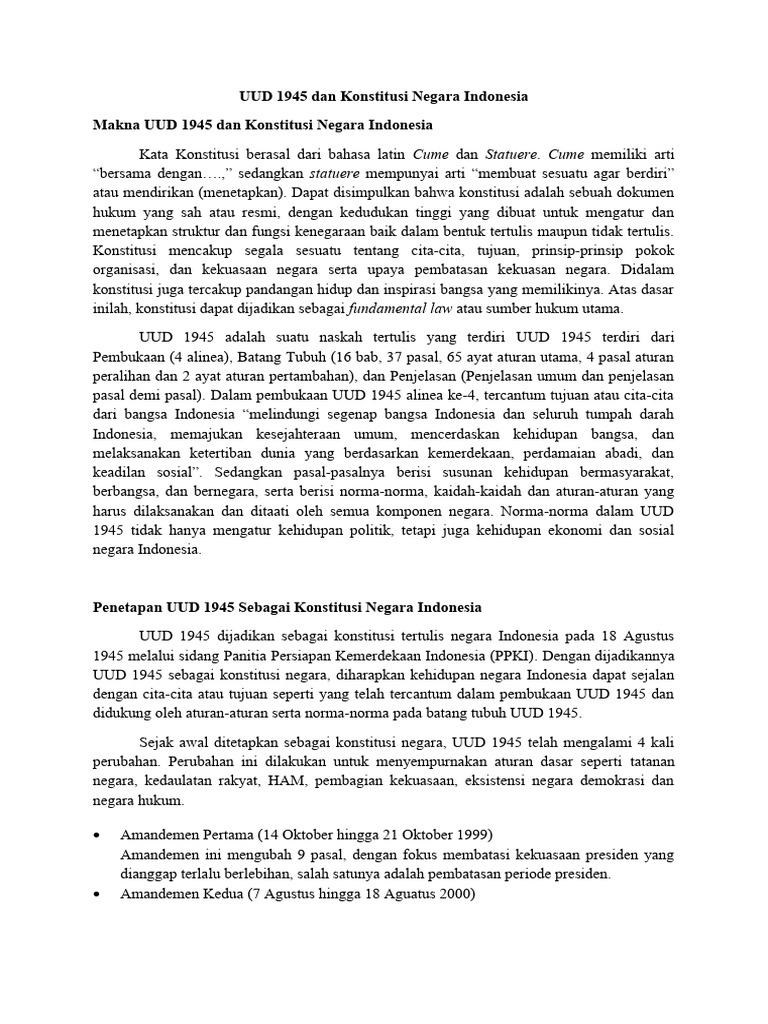 UUD 1945: Konstitusi Indonesia dan Perubahannya | PDF