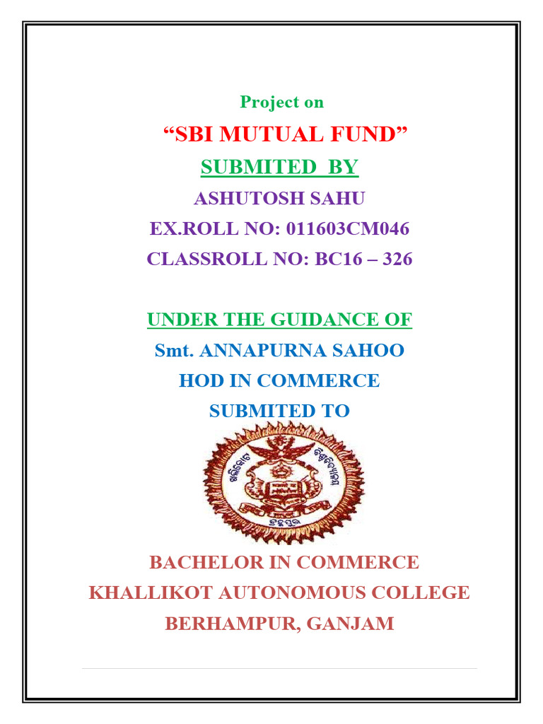 SBI Mutual Fund Project Report | PDF | Internal Control | Sampling ...