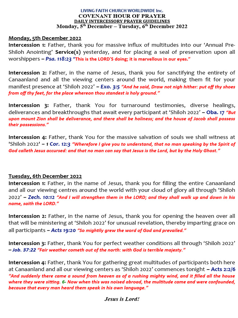 (With Script) Chop Prayer 5th & 6th November, 2022 | PDF | Intercession ...