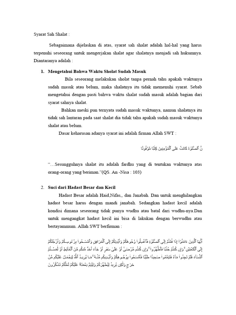 Syarat Sah Shalat | PDF