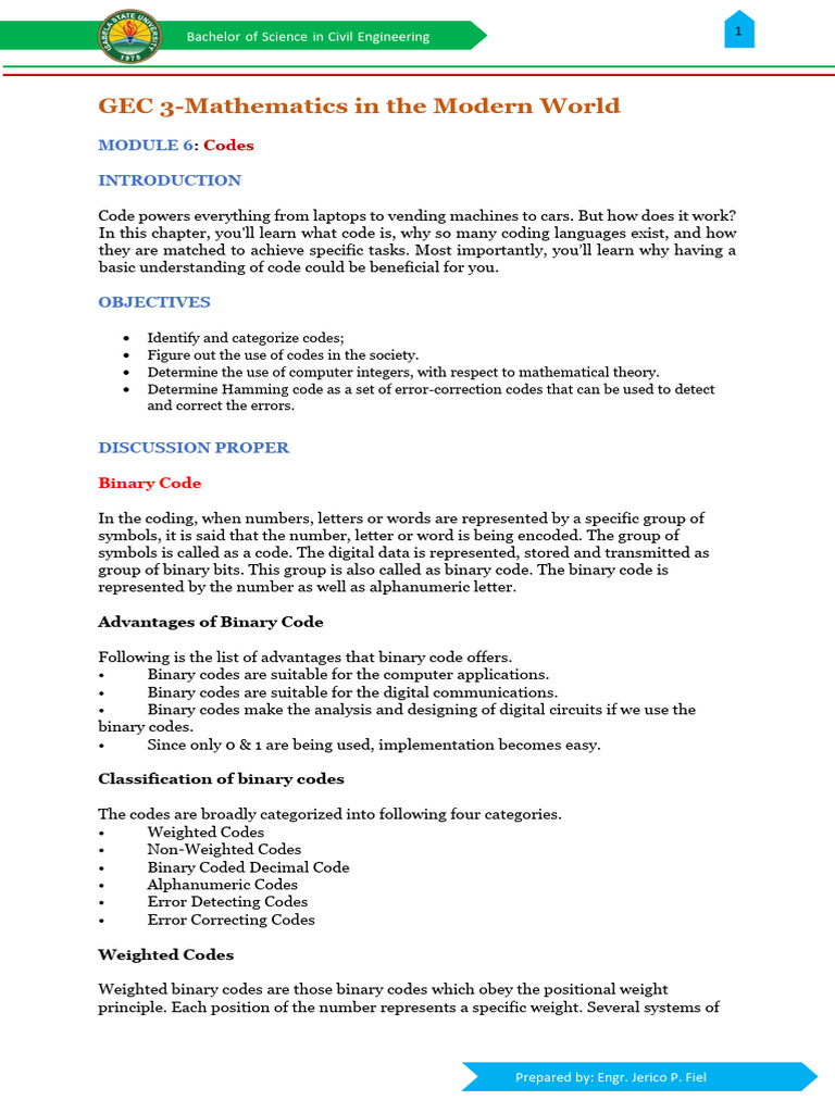 Module 6 GEC 3 | Download Free PDF | Binary Coded Decimal | Programming