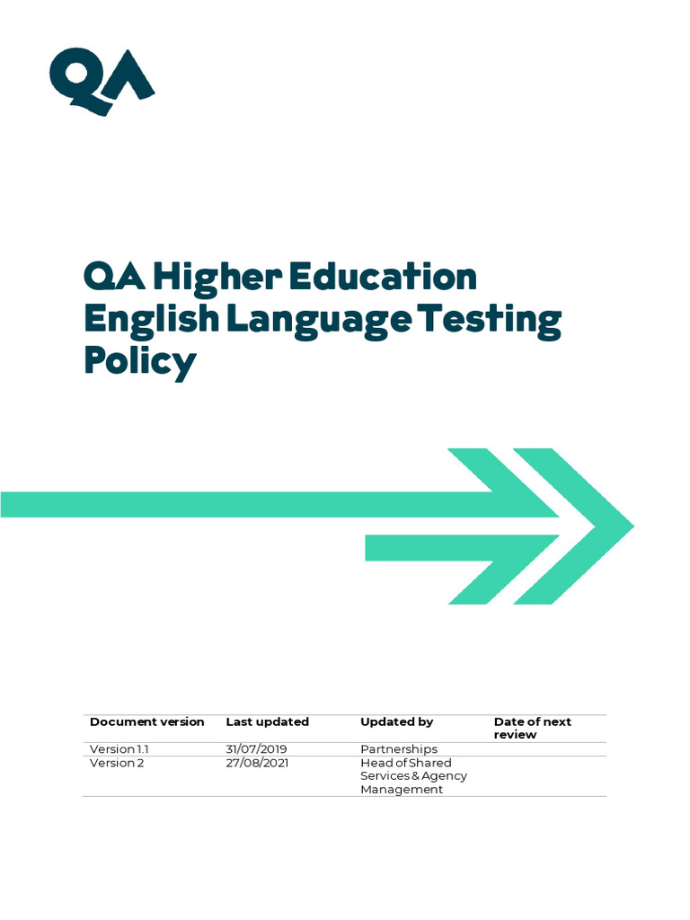 QAHE English Language Testing Policy | PDF | Essays | Writing