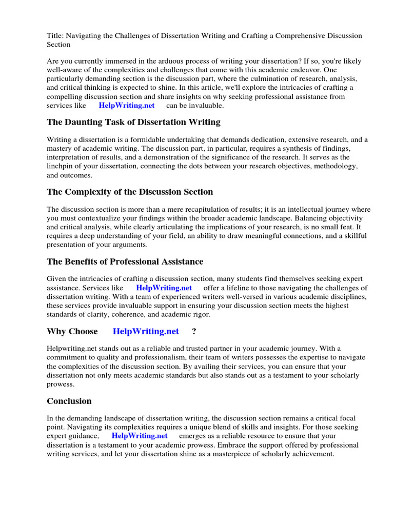What To Include in Discussion Part of Dissertation | PDF | Thesis ...