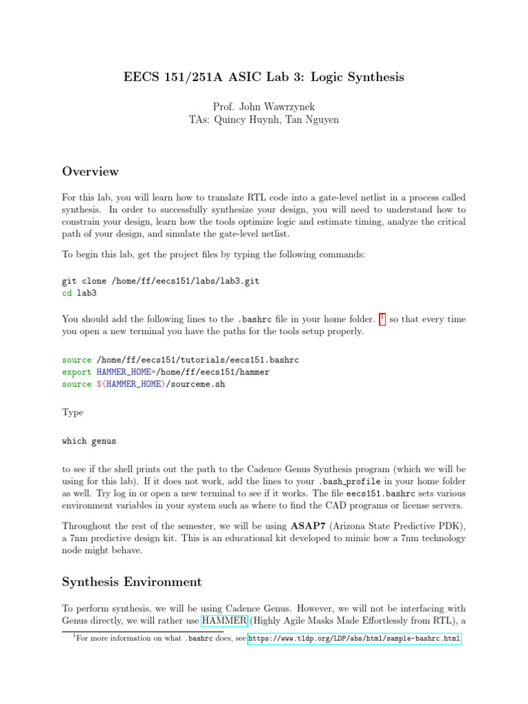 asic_lab3 | PDF | Logic Synthesis | Digital Technology