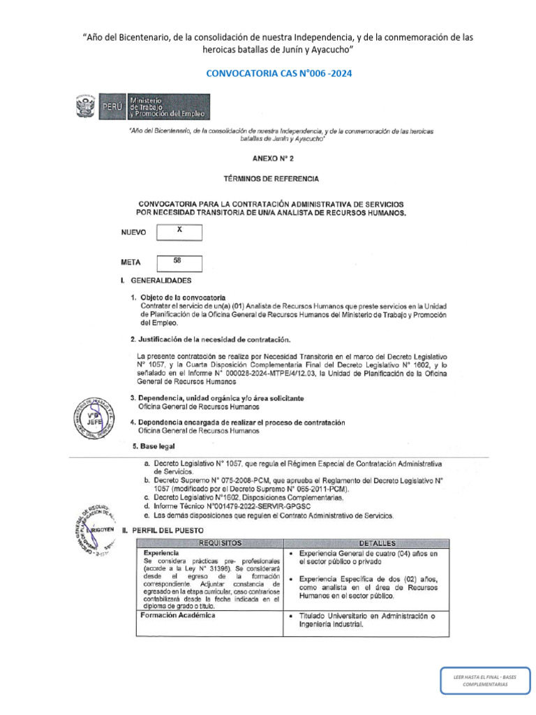 Convocatoria CAS 2024: Cronograma y Bases | PDF | Apelación | Spamming