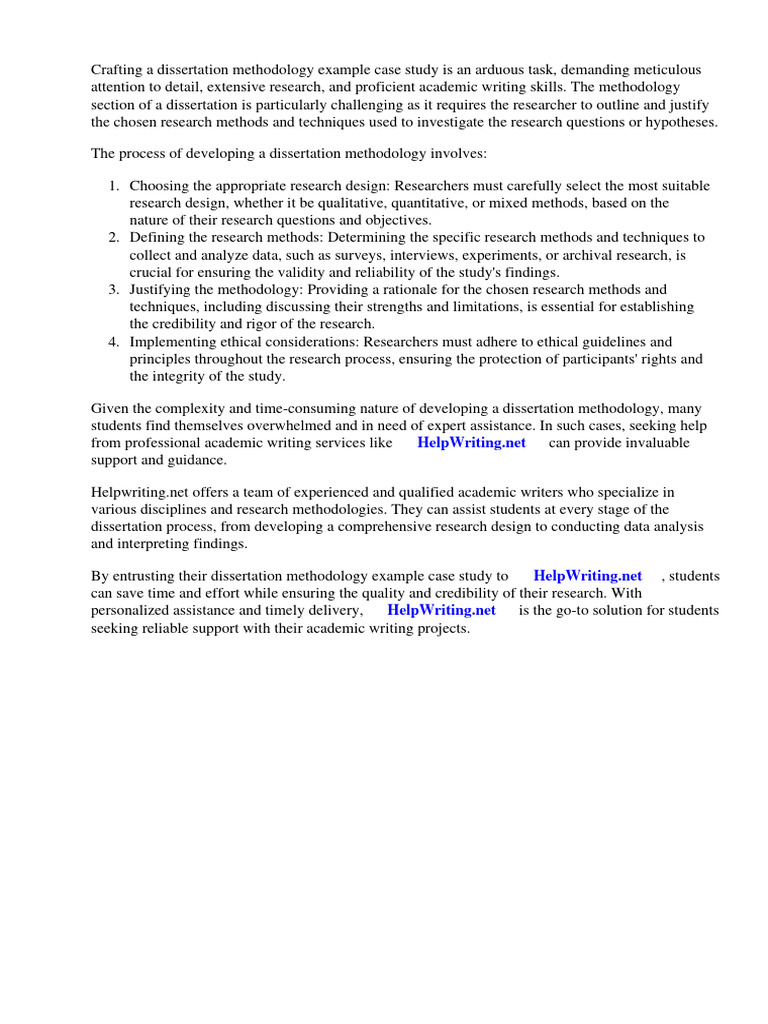 Dissertation Methodology Example Case Study | PDF | Methodology | Case Study