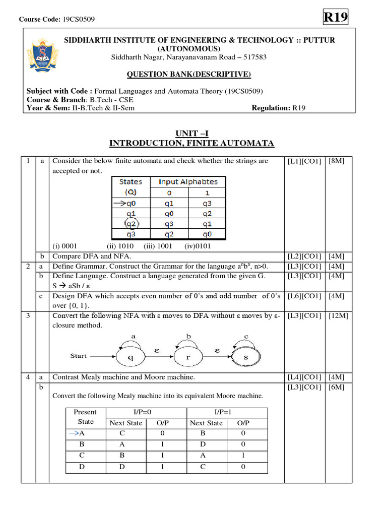 Atc question paper | PDF | Grammar | Formalism (Deductive)