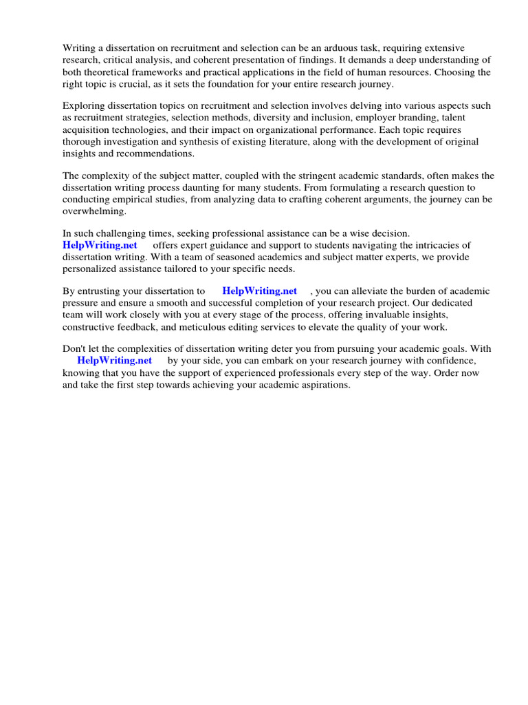 Dissertation Topics On Recruitment and Selection | PDF | Recruitment ...