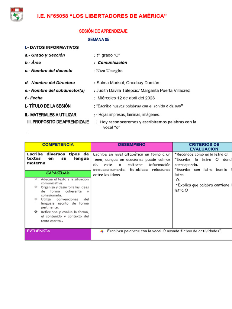 Sesion Con La Vocal o | PDF | Lingüística | Comunicación humana