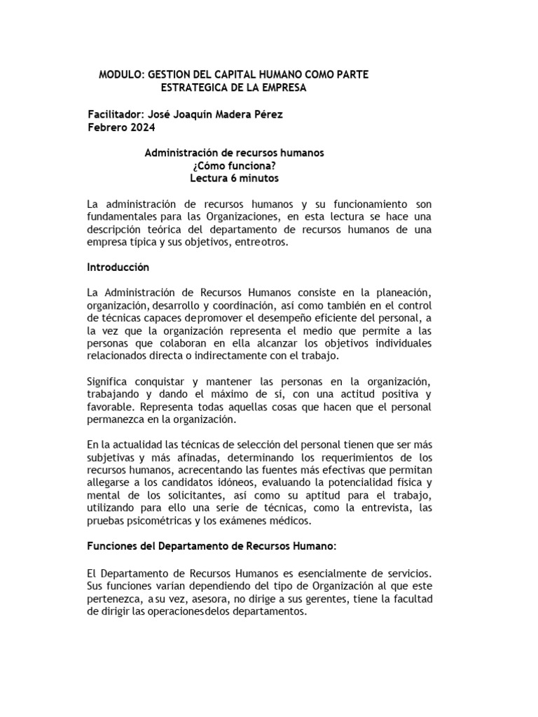 Ensayo Introductorio Sobre La Gestión Del Talento Humano | Descargar gratis PDF | Gestión de ...