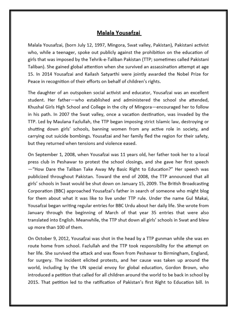 Malala Yousafzai | PDF | Malala Yousafzai
