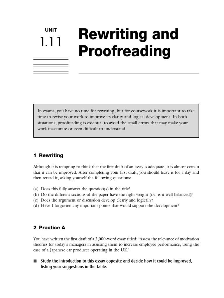 1.11 Rewriting and Proofreading | PDF | Motivation | Motivational