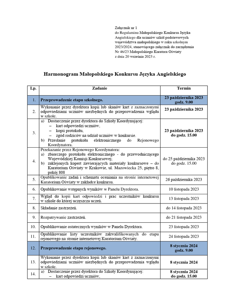Zal. NR 1 Harmonogram Szczegolowy 7 | PDF