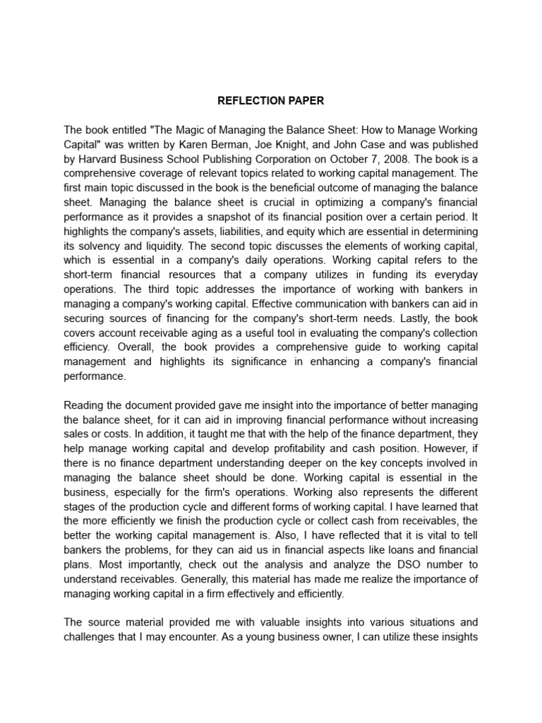 Insights on Managing Working Capital | PDF | Financial Capital ...