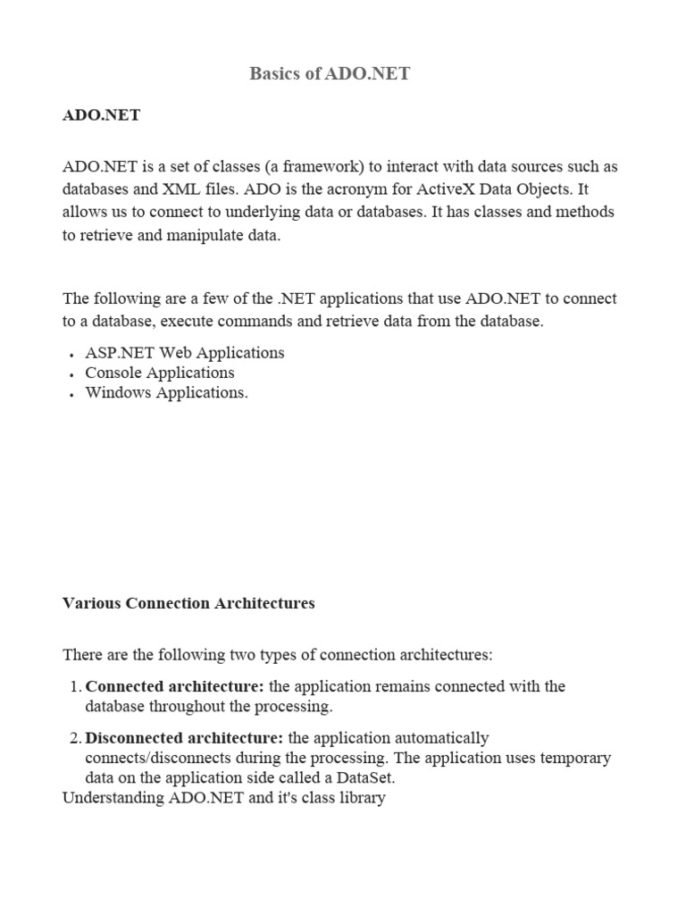 Exploring SqlConnection in | PDF | Databases | Active X Data Objects