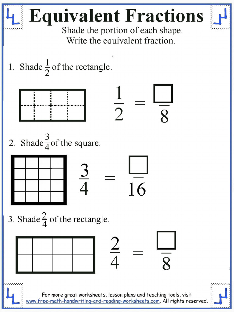 Equivalent Fraction Worksheets 2 | PDF