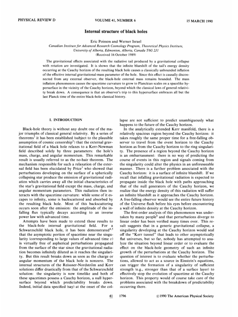 Internal Structure of Black Holes | PDF | Black Hole | Event Horizon