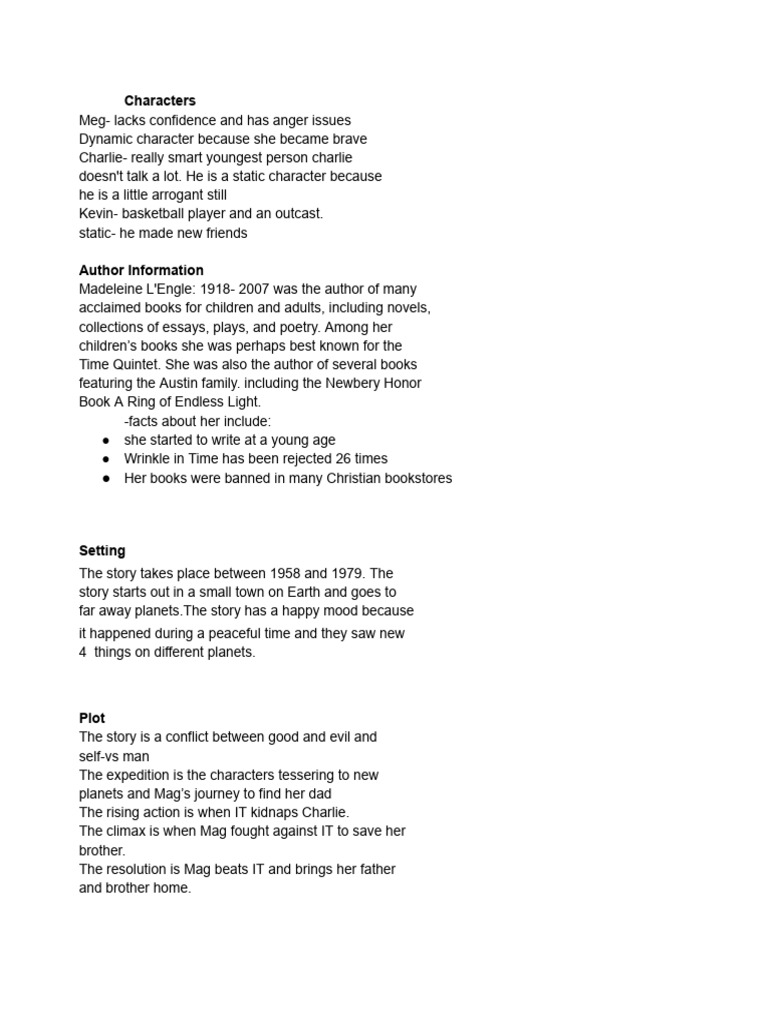 Wrinkle in Time Book | PDF