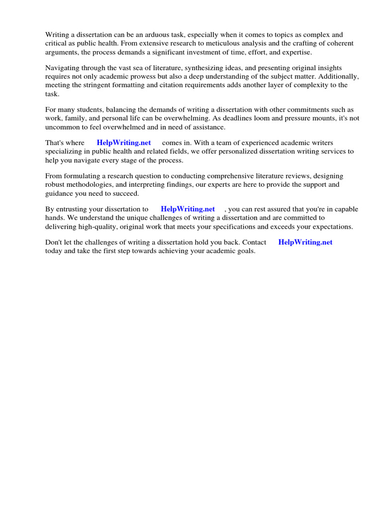 PHD Dissertation Public Health | PDF