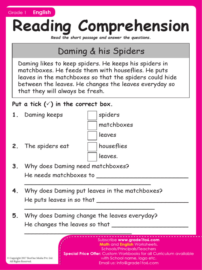 Reading Comprehension Pdf