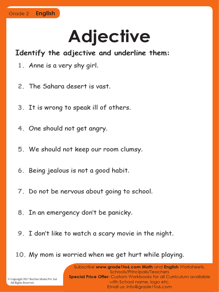 Identify The Adjectives in The Sentences | PDF