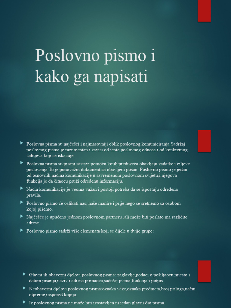 Poslovno Pismo I Kako Ga Napisati | PDF