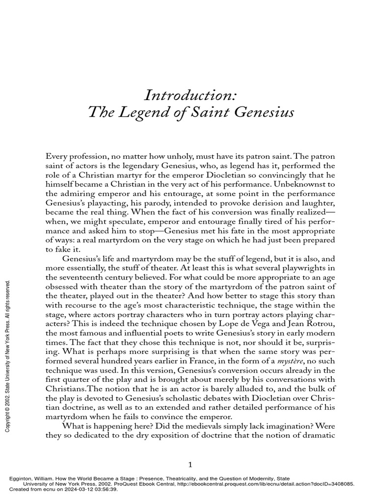 How The World Became A Stage Presence, Theatricali... - (Introduction ...