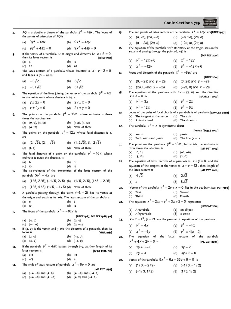 Conic Errorless Part 1 | PDF | Geometry | Elementary Geometry