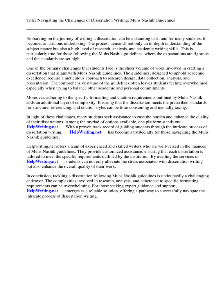 MUHS Dissertation Writing Guidelines | PDF | Thesis | Medicine