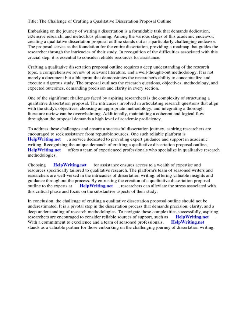 Qualitative Dissertation Proposal Outline | PDF | Thesis | Methodology