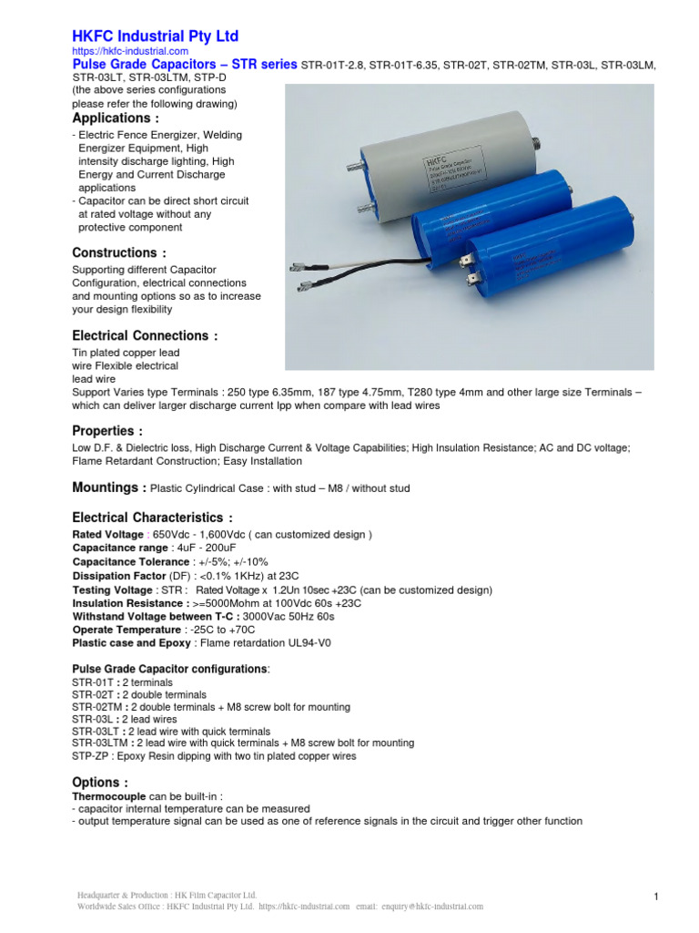Pulse Grade Capacitors for High Energy Applications | PDF | Capacitor ...