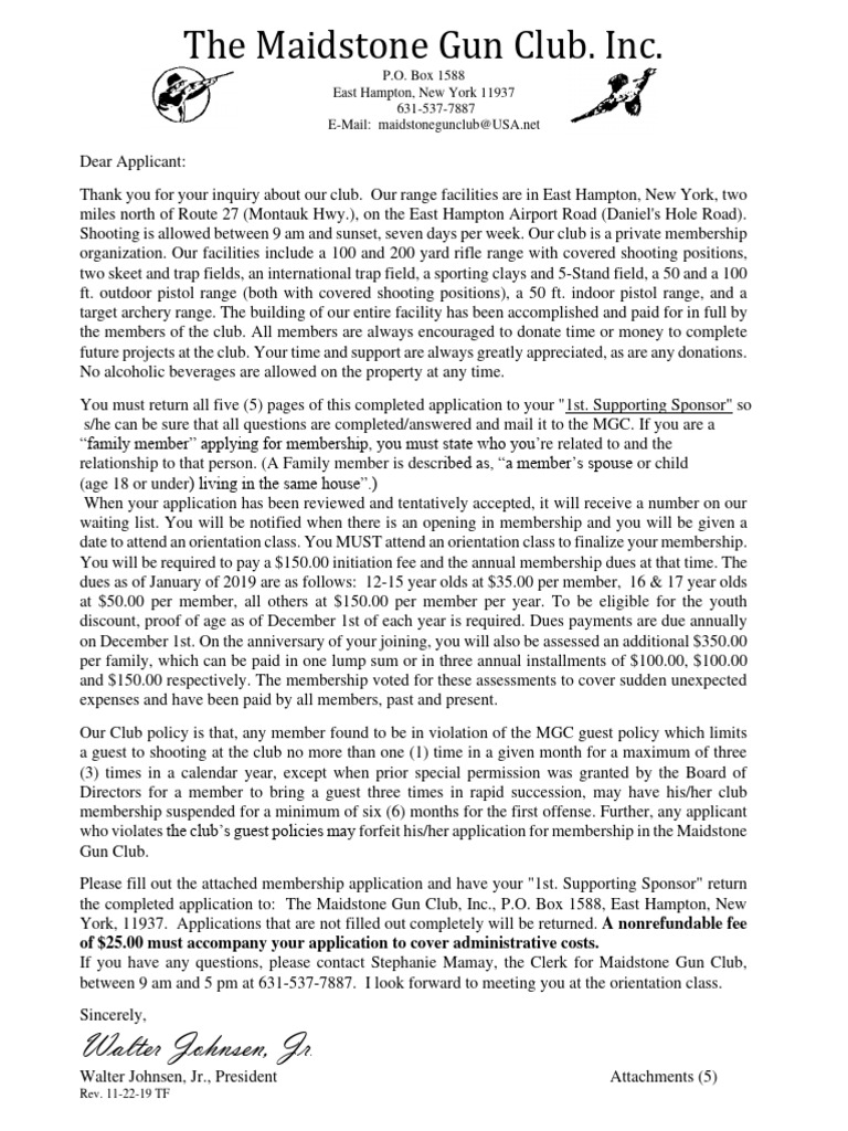 Maidstone Gun Club Application | PDF | Projectile Weapons
