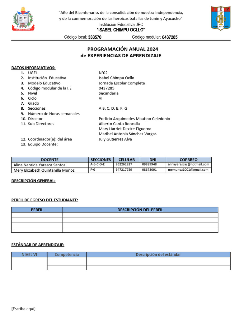 Formato Plan Anual 2024 | PDF