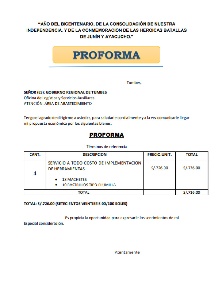 Proforma | PDF