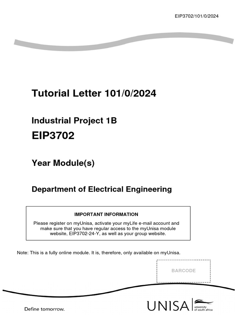 Tutorial Letter 101 (Both) For EIP3702 | PDF | Engineering | Science