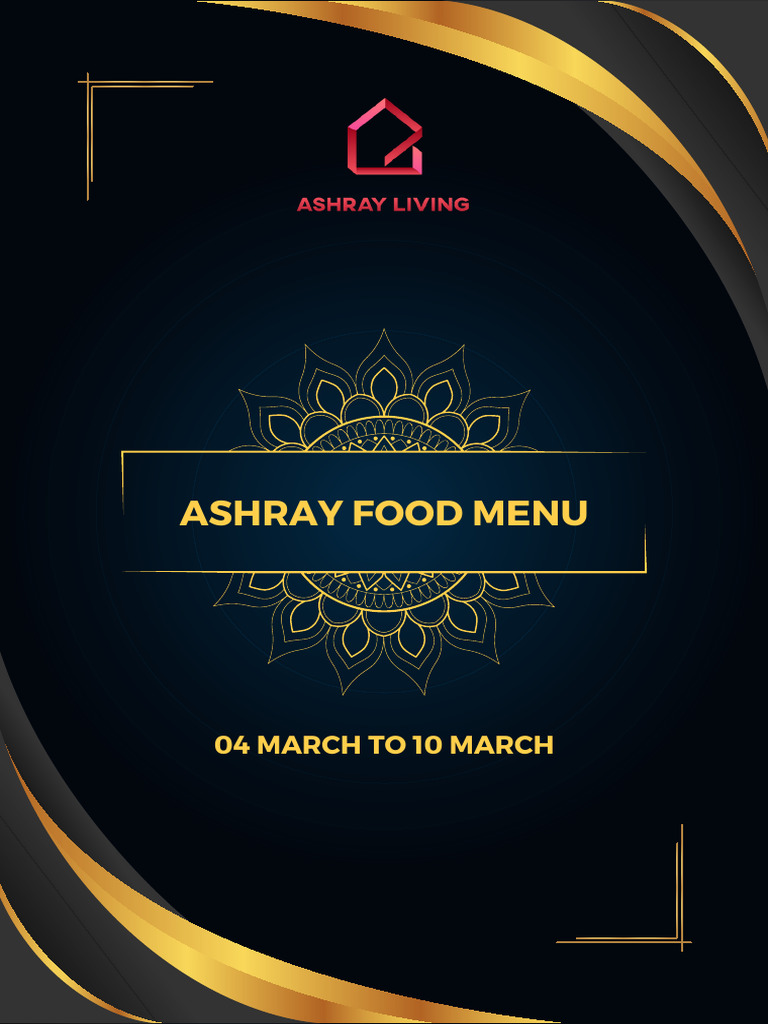 Ashray Weekly Food Menu | PDF | Lunch | Potato