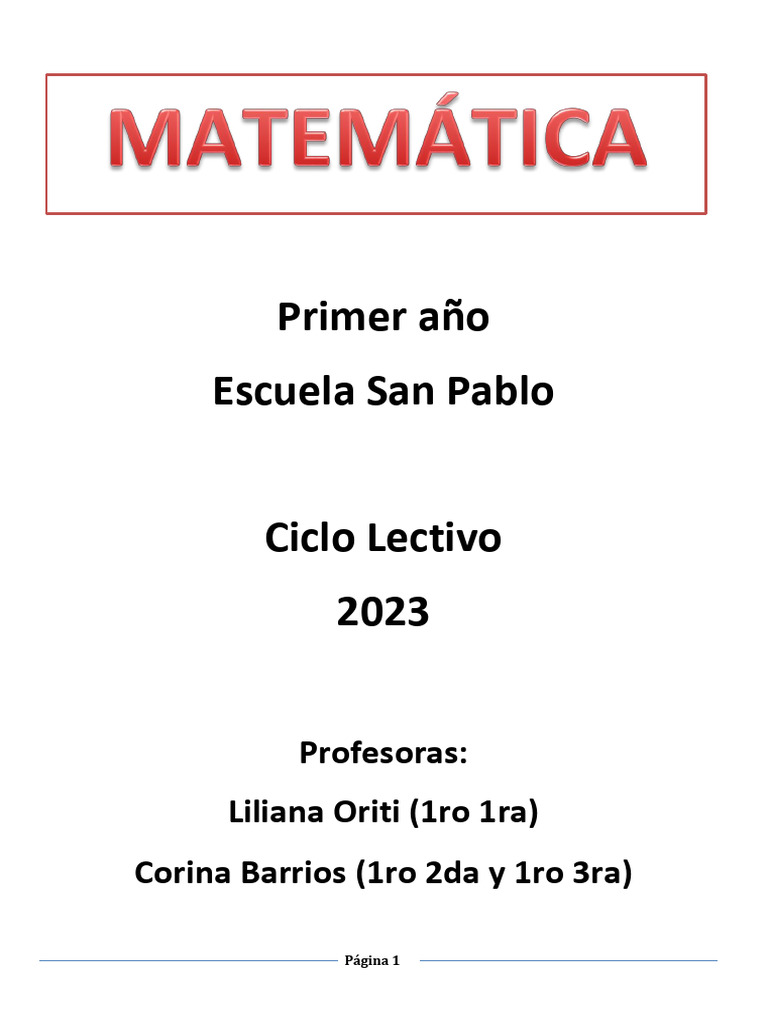 Matemática 1ro 2023 | PDF | Ecuaciones | Exponenciación