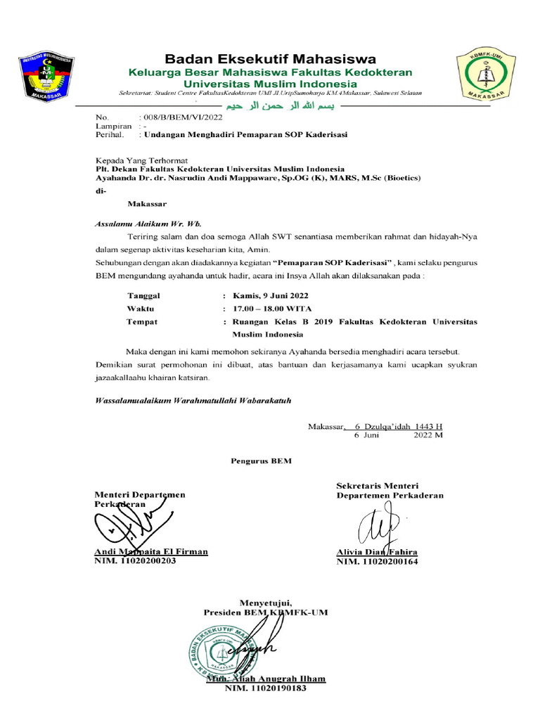 Undangan PLT Dekan | PDF