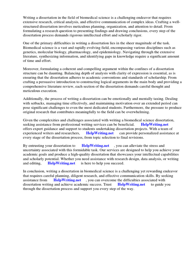 Biomedical Science Dissertation Structure | PDF | Thesis | Doctor Of ...