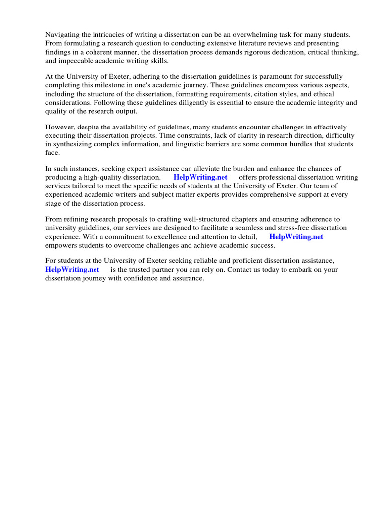 University of Exeter Dissertation Guidelines | PDF | Thesis