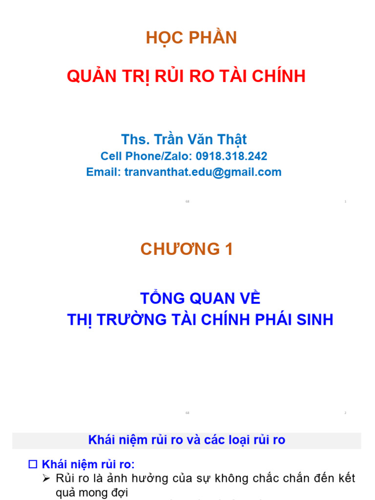 Chuong 1 - Tong Quan Ve Tai Chinh Phai Sinh | PDF