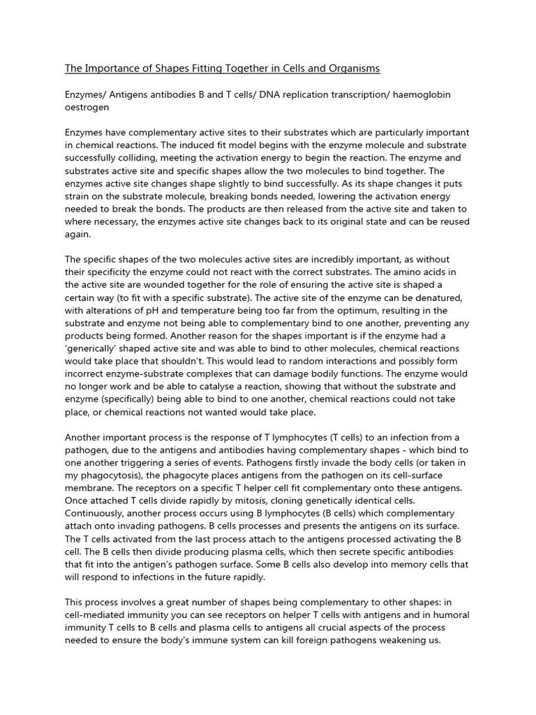 The Importance of Shapes Fitting Together in Cells and Organisms | PDF ...