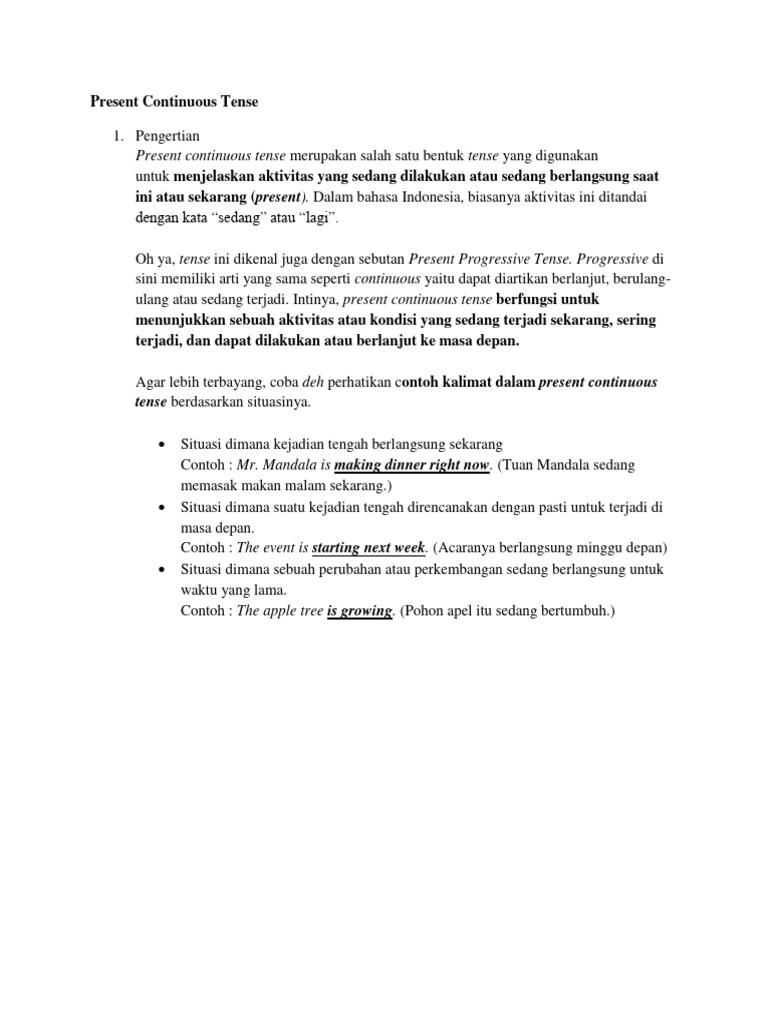 Present Continuous Tense | PDF