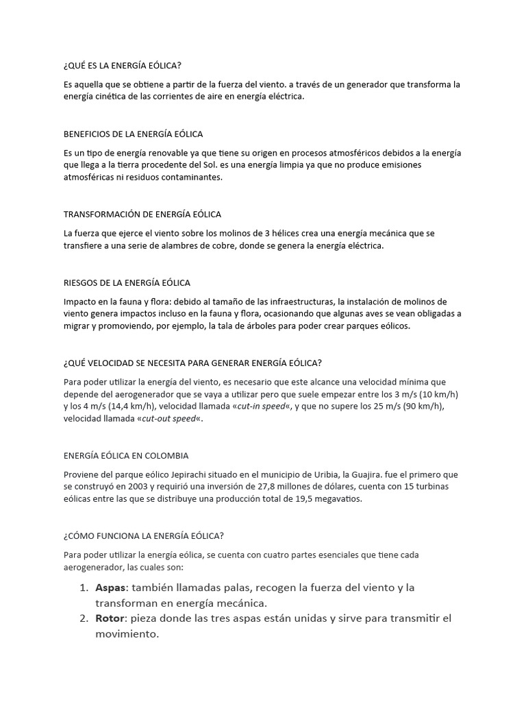Energía Eólica | PDF | Energía eólica | Energía renovable