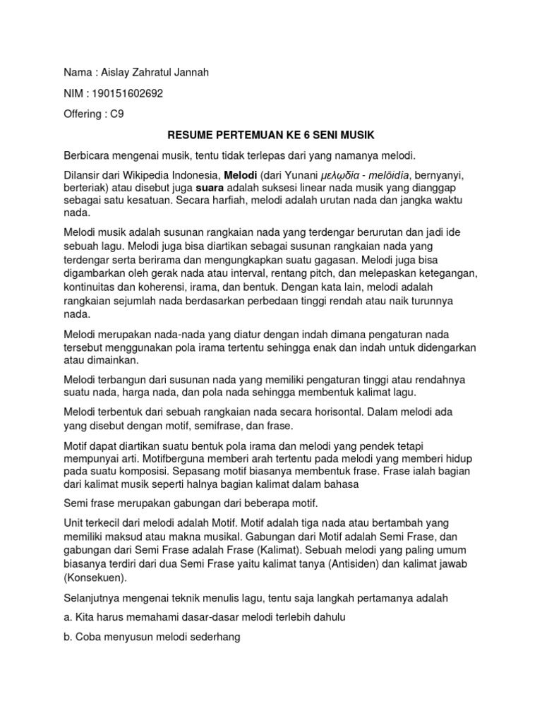 Tugas Pertemuan Ke 6 Aislay Zahratul Jannah C9 190151602692 | PDF ...