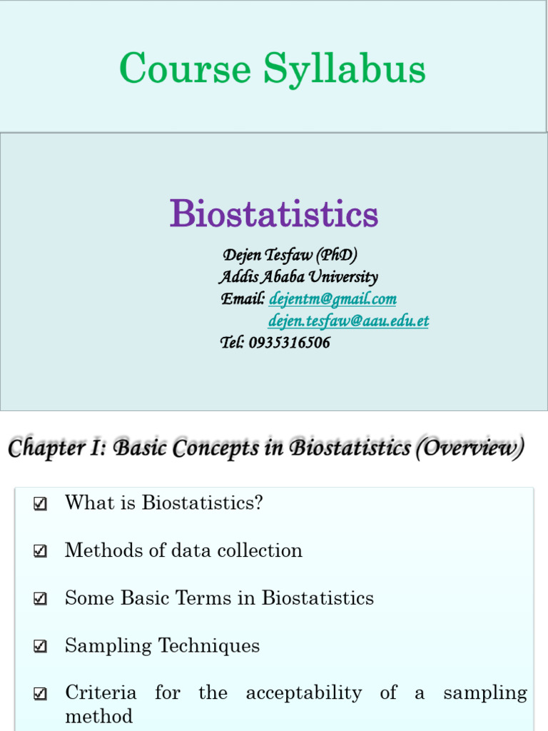 Biostatistics syllabus | PDF | Analysis Of Variance | Regression Analysis