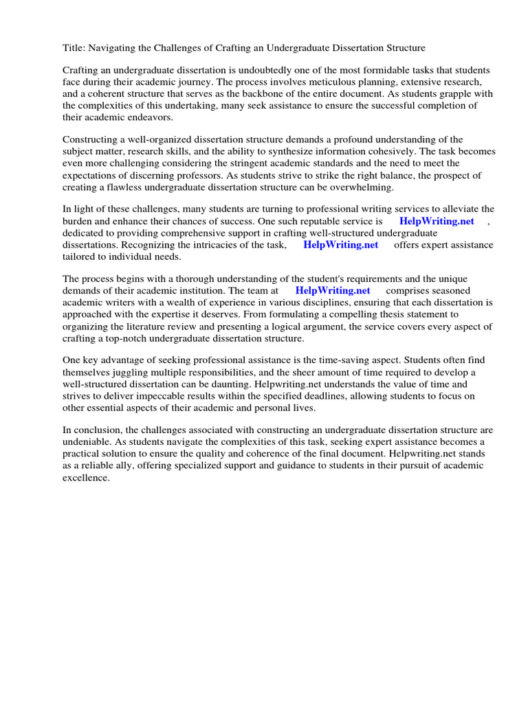 Undergraduate Dissertation Structure | PDF | Thesis | Cognition