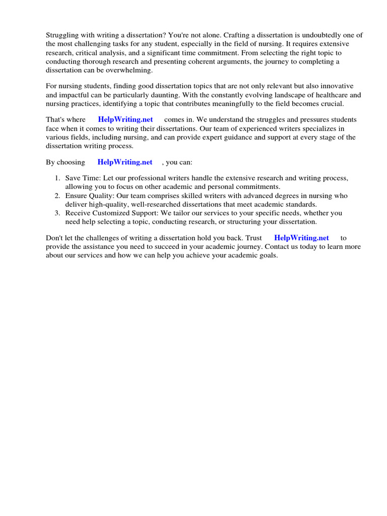 Good Dissertation Topics Nursing | PDF | Nursing | Health Care