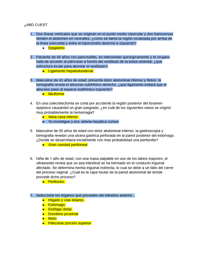 Abd Cuest Peritoneo (1) | PDF | Abdomen | Hígado