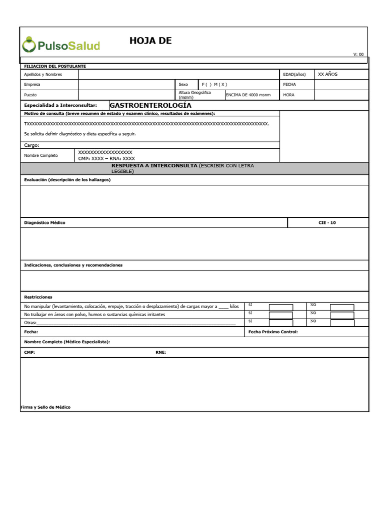 Form. Hoja Interconsulta | PDF